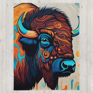 Buffalo Art Throw Blanket | Bison | Painting | Original Art | Western ...