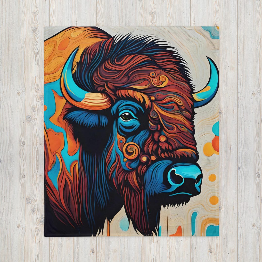 Buffalo Art Throw Blanket | Bison | Painting | Original Art | Western ...