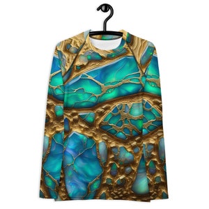 Turquoise Opal Stone Women's Rash Guard | Ladies Athletic Shirt | Yoga ...