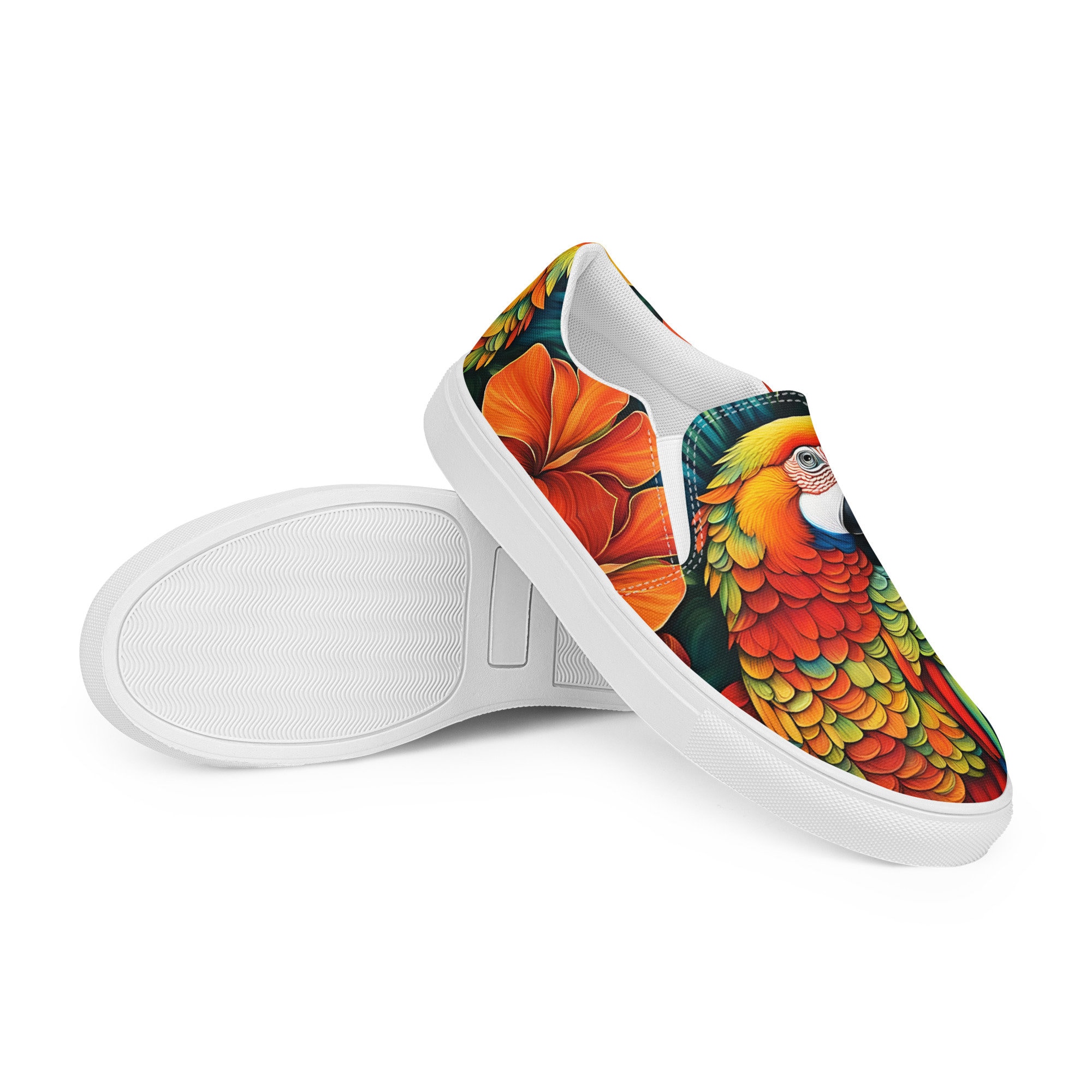 Parrot Mens Slip-on Canvas Shoes Macaw Art Loafers Vans Style Tropical ...