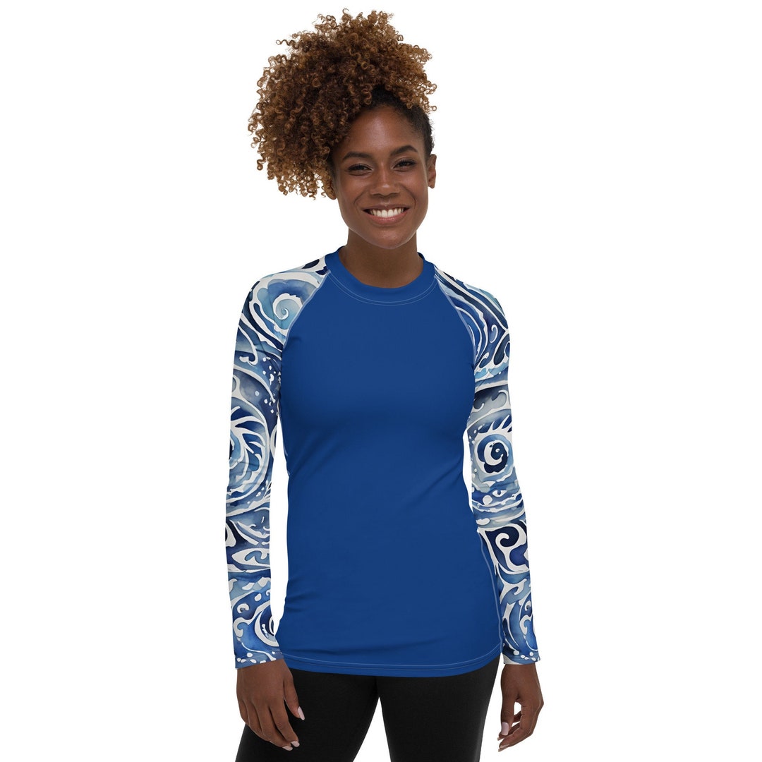Indigo Swirl Women's Rash Guard: Long Sleeve SPF 50+ Top - Etsy