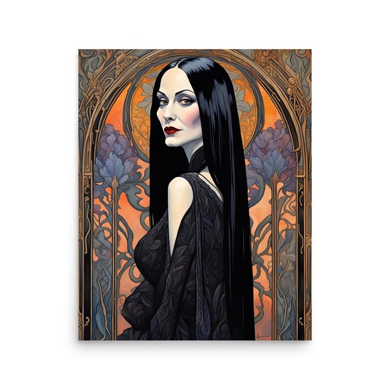 Morticia Addams Giclee Fine Art Print Classic TV Portrait Poster ...