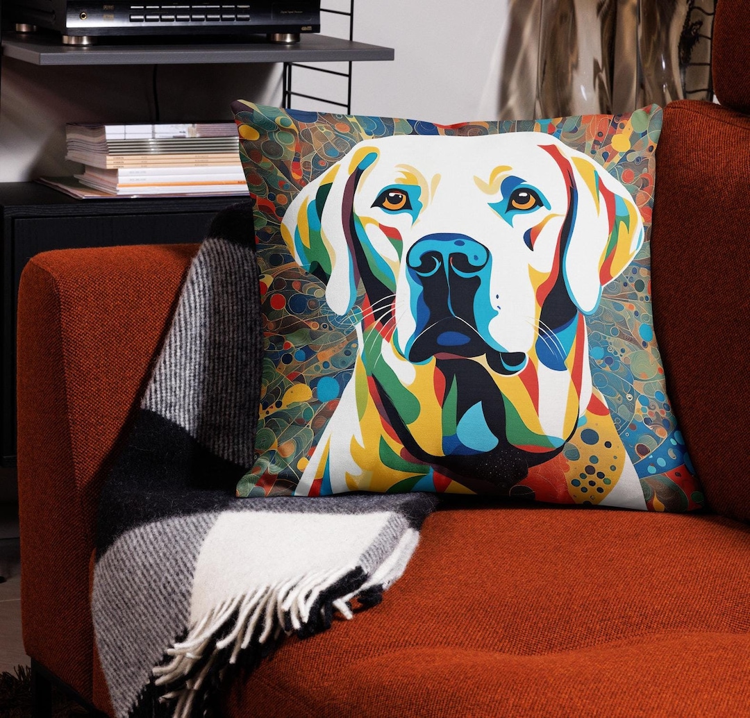 White Lab Art Pillow Cover | Labrador Retriever | Dog Gift | Original ...