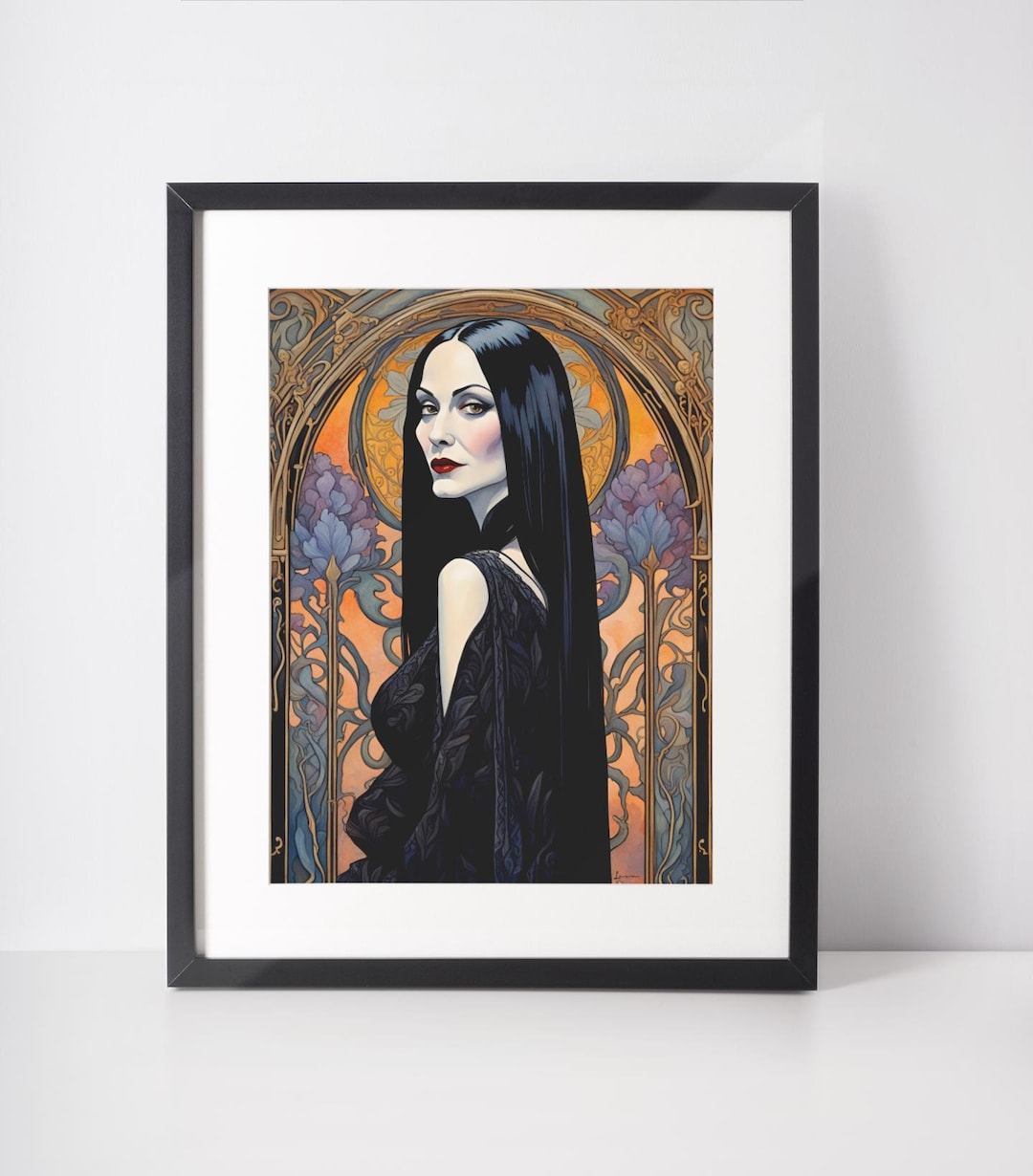 Morticia Addams Giclee Fine Art Print Classic TV Portrait Poster ...
