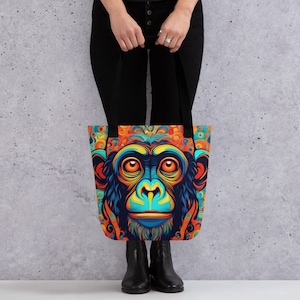 Monkey Art Tote Bag | Chimpanzee | Ape | Pet Gift | Original Art ...