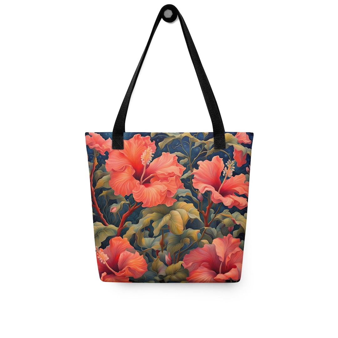 Hibiscus Tote Bag | Hawaiian | Night Garden | Carryall | Book Bag ...