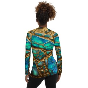 Turquoise Opal Stone Women's Rash Guard | Ladies Athletic Shirt | Yoga ...