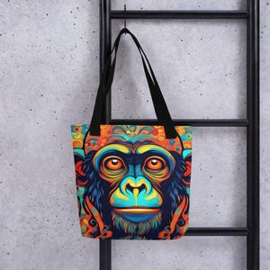 Monkey Art Tote Bag | Chimpanzee | Ape | Pet Gift | Original Art ...