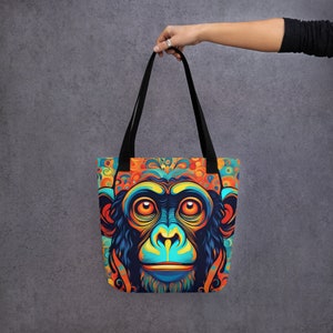 Monkey Art Tote Bag | Chimpanzee | Ape | Pet Gift | Original Art ...