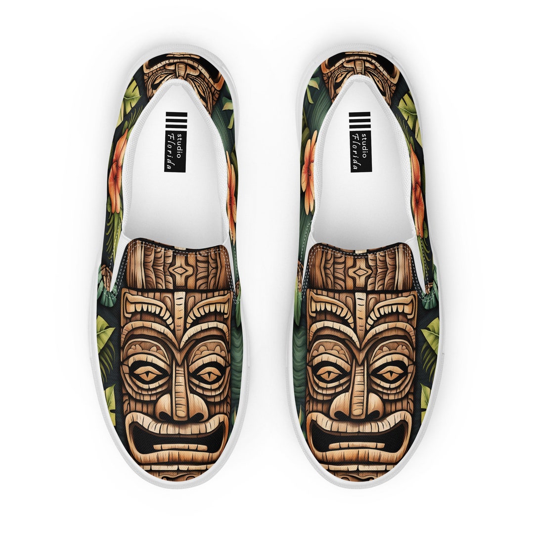 Men's Tiki Totem Canvas Shoes | Tiki Art | Tiki Gift | Original Art ...