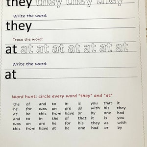 Kindergarten Sight Words to Trace and Write, Kindergarten Sight Words ...