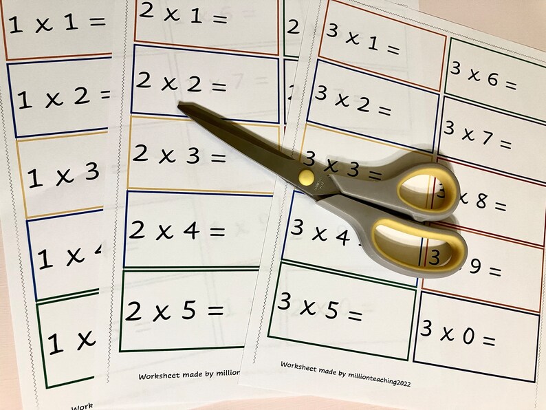 Multiplication Flash Cards Worksheet, Second Grade, Homeschooling ...