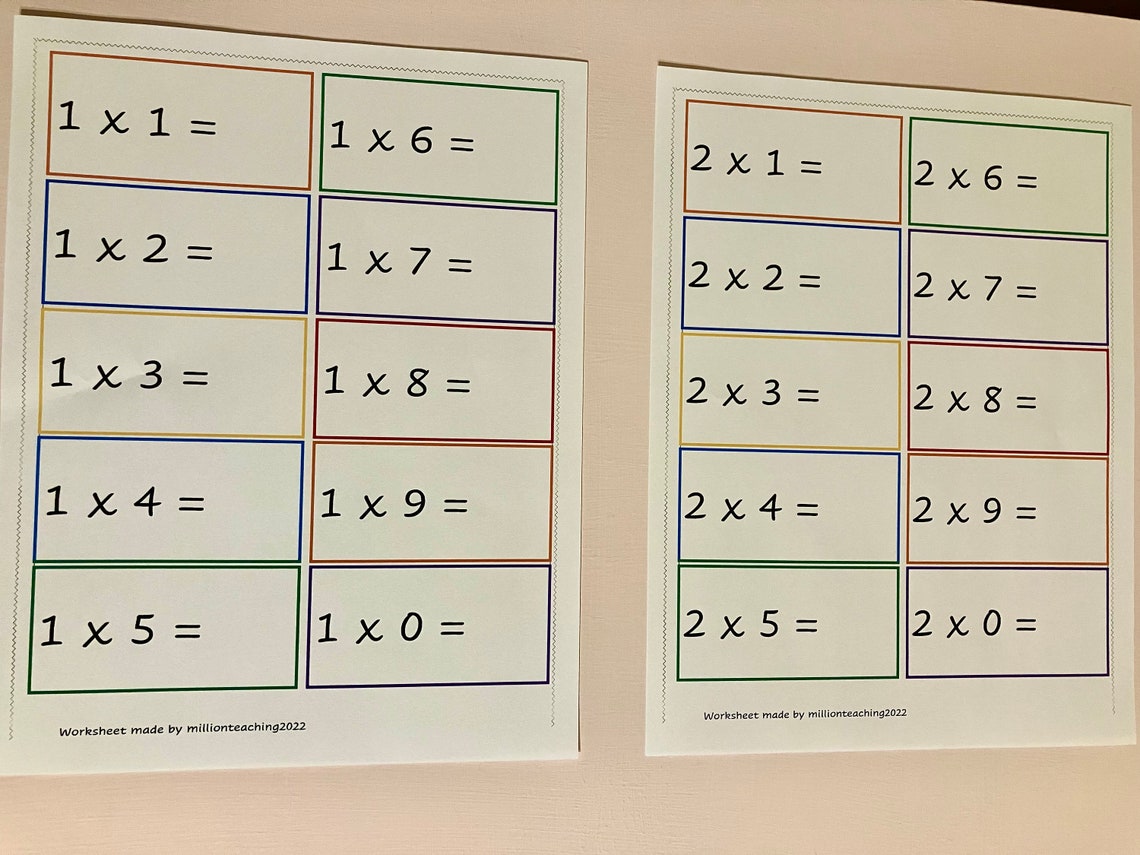 Multiplication Flash Cards Worksheet, Second Grade, Homeschooling ...