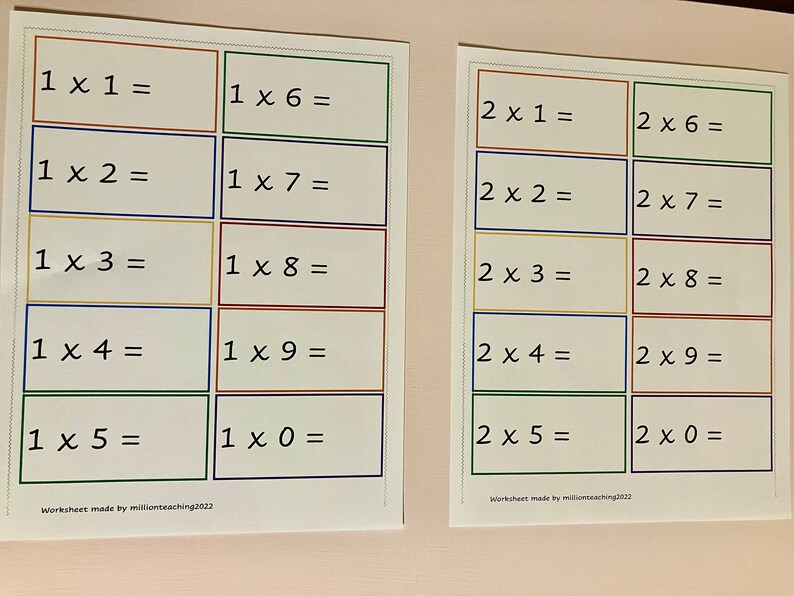 Multiplication Flash Cards Worksheet, Second Grade, Homeschooling ...