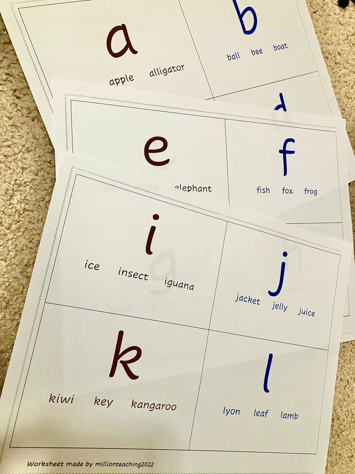 Printable Lowercase Alphabet Letters and Beginning Sound Words ...
