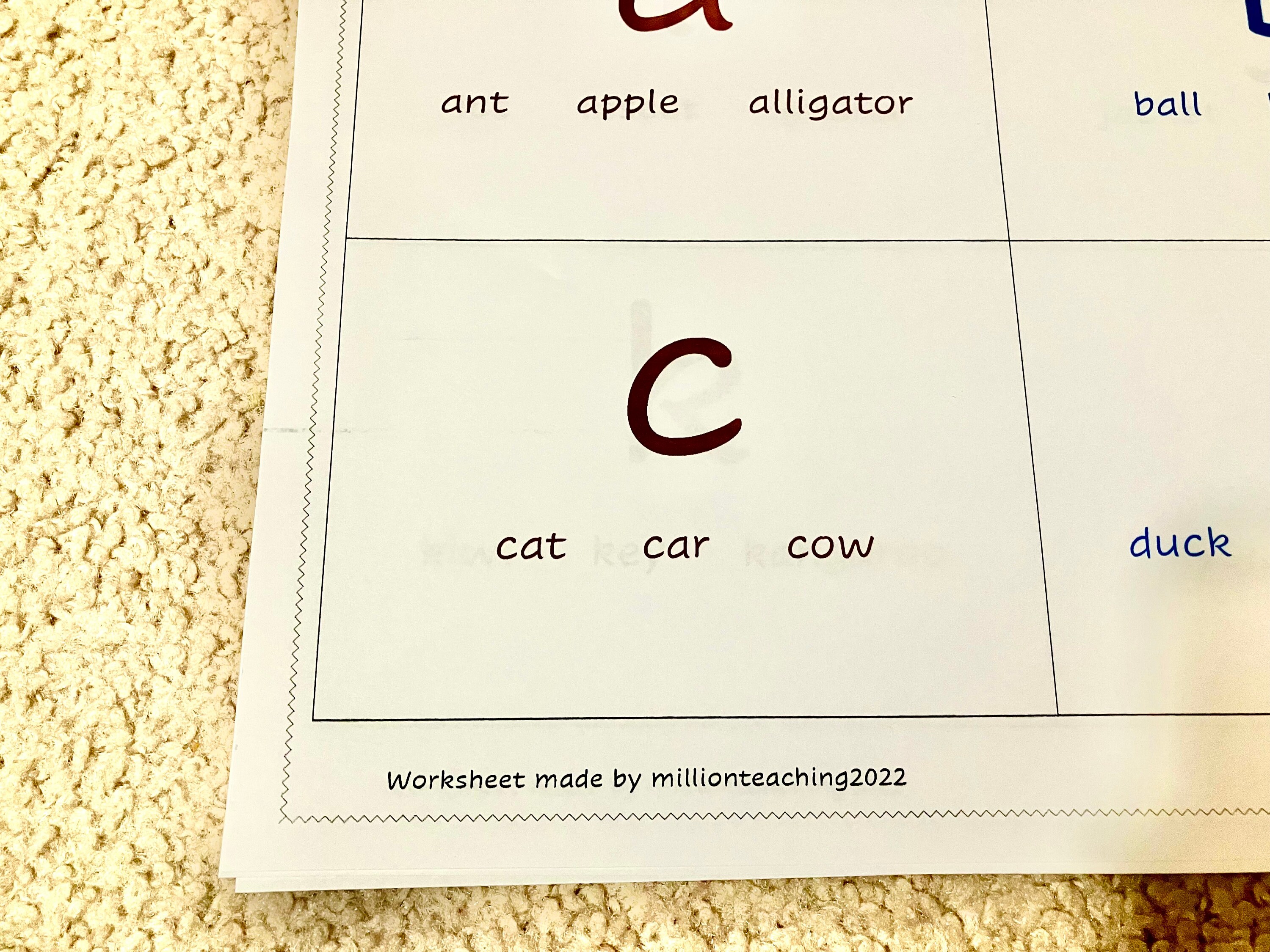 Printable Lowercase Alphabet Letters and Beginning Sound Words ...