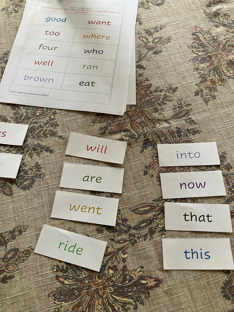 PRINTABLE SIGHT WORDS Kindergarten - Etsy