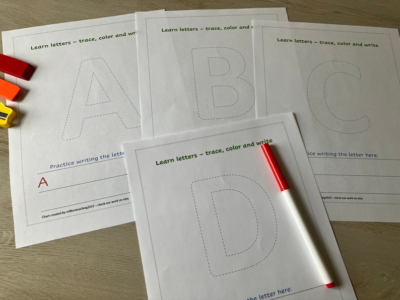 26 Pages Uppercase Letters Trace, Color and Write - Etsy