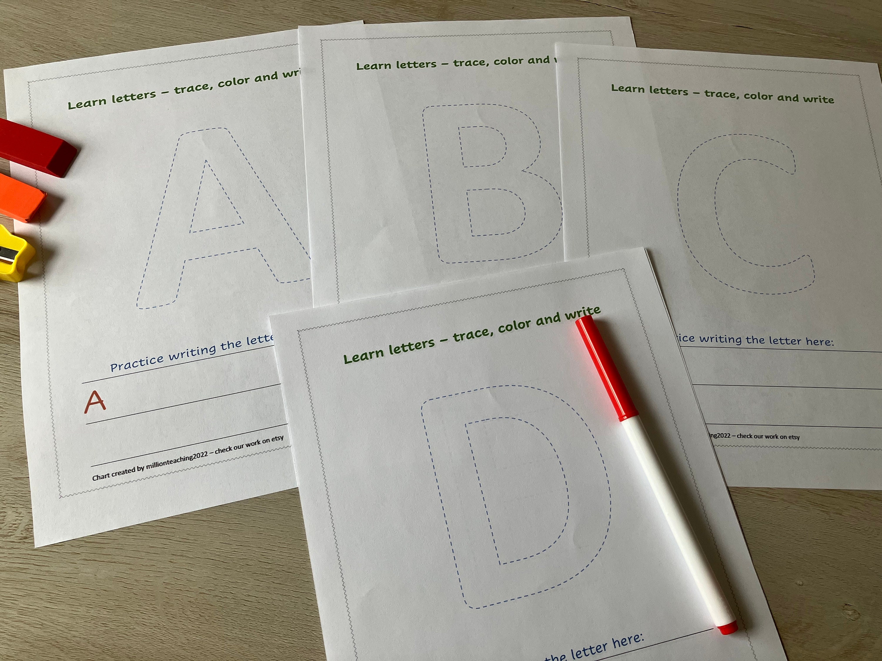 26 Pages Uppercase Letters Trace, Color and Write - Etsy