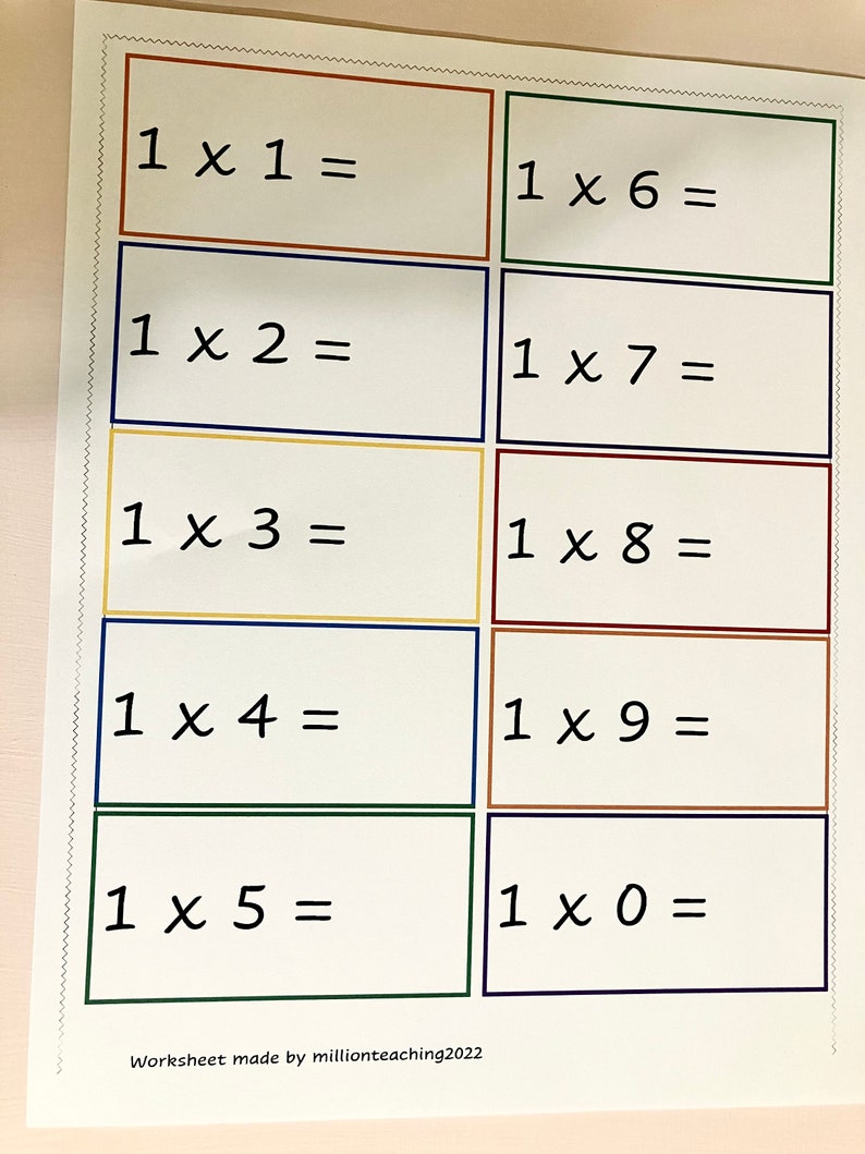 Multiplication Flash Cards Worksheet, Second Grade, Homeschooling ...
