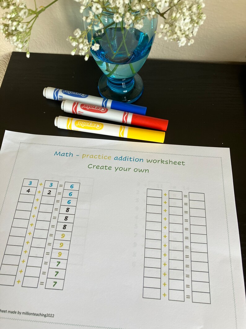 Printable Addition Worksheet, Addition Math Worksheet, Kindergarten ...