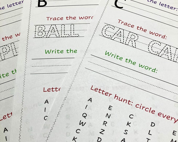 Buy Printable Worksheets Trace the Letters Uppercase A - Z Preschool ...