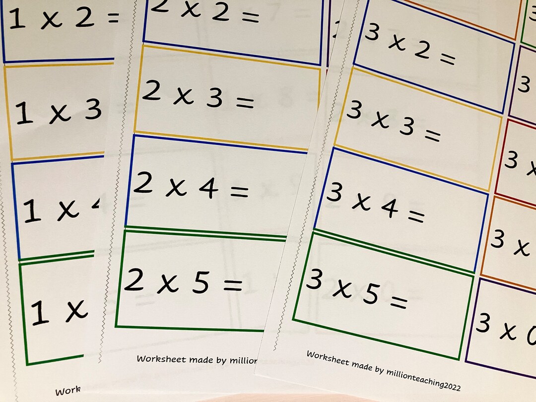 Multiplication Flash Cards Worksheet, Second Grade, Homeschooling ...