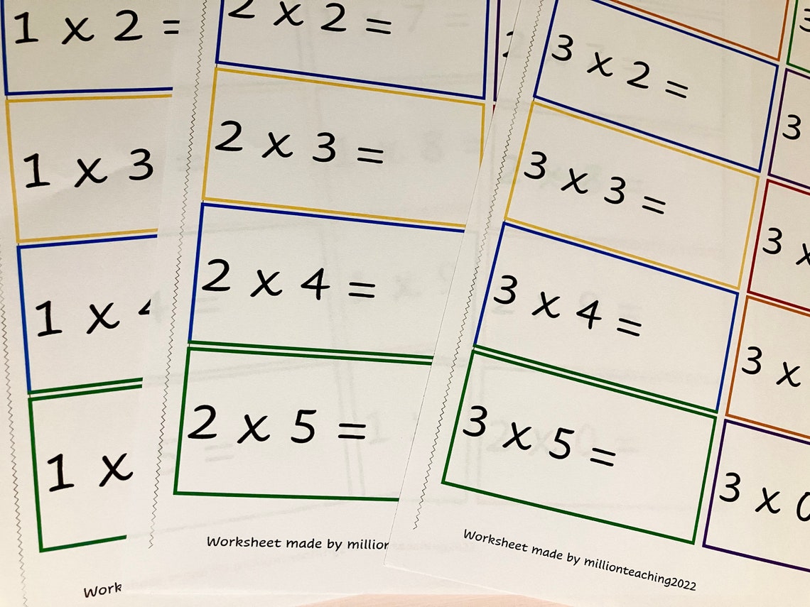Multiplication Flash Cards Worksheet, Second Grade, Homeschooling ...