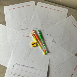 26 Pages Lowercase Letters for Kindergarten, Preschool, Trace Letters ...