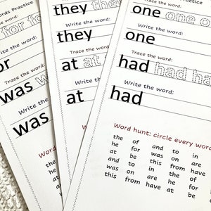 Kindergarten Sight Words to Trace and Write, Kindergarten Sight Words ...