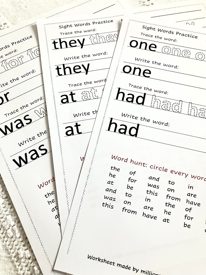 Kindergarten Sight Words to Trace and Write, Kindergarten Sight Words ...