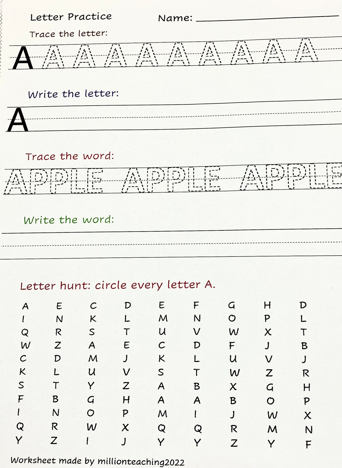 Kindergarten Alphabet Uppercase Letters, Kindergarten Printable ...