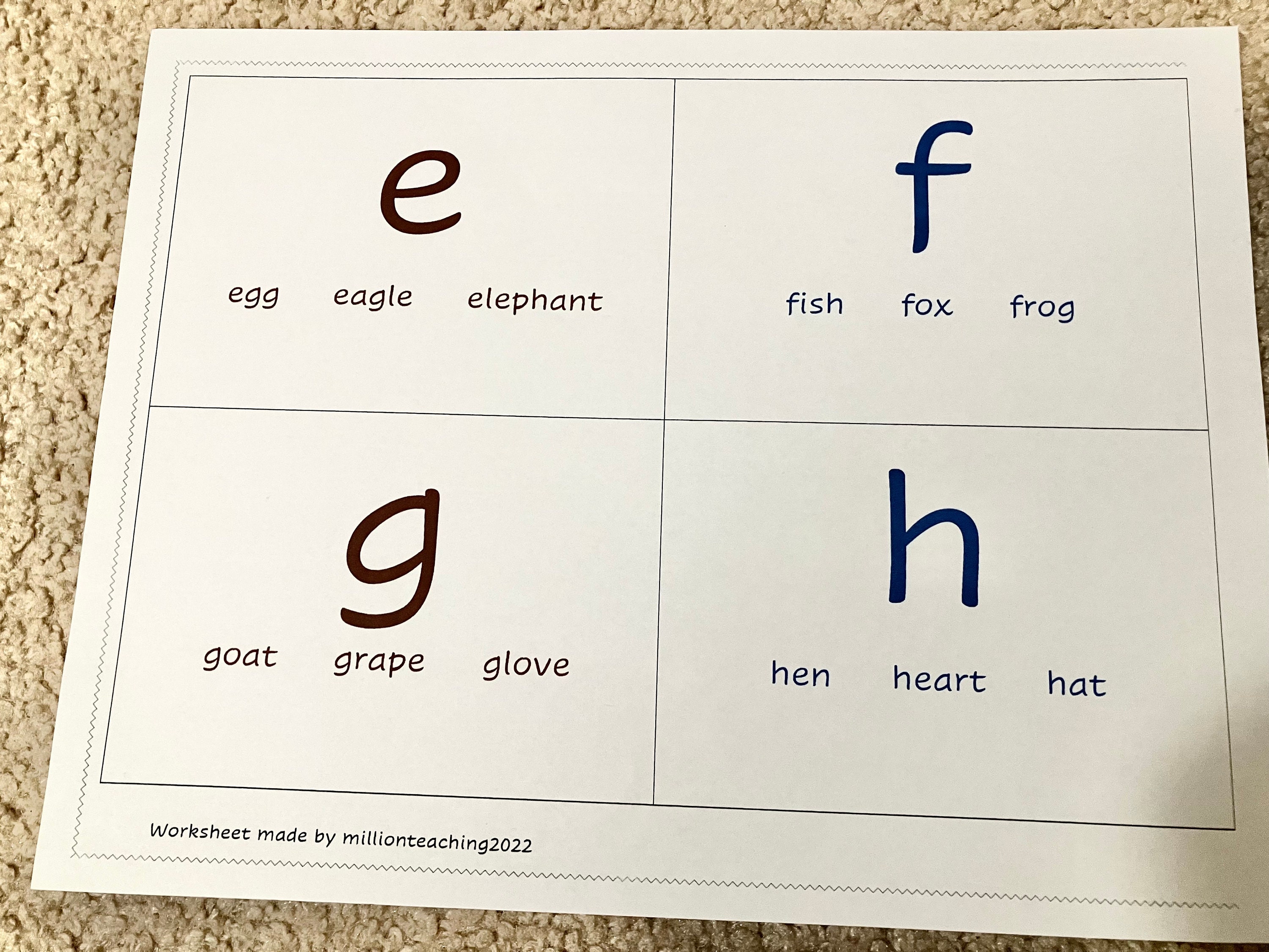 Printable Lowercase Alphabet Letters and Beginning Sound Words ...