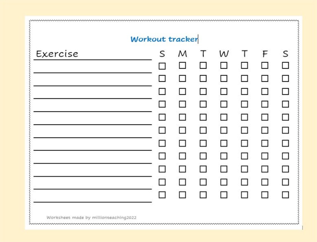 Workout Tracker, Printable, Worksheet Workout, Weekly Workout Tracker ...