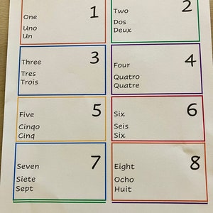 Spanish French Numbers, Flash Cards Numbers, Printable Numbers ...
