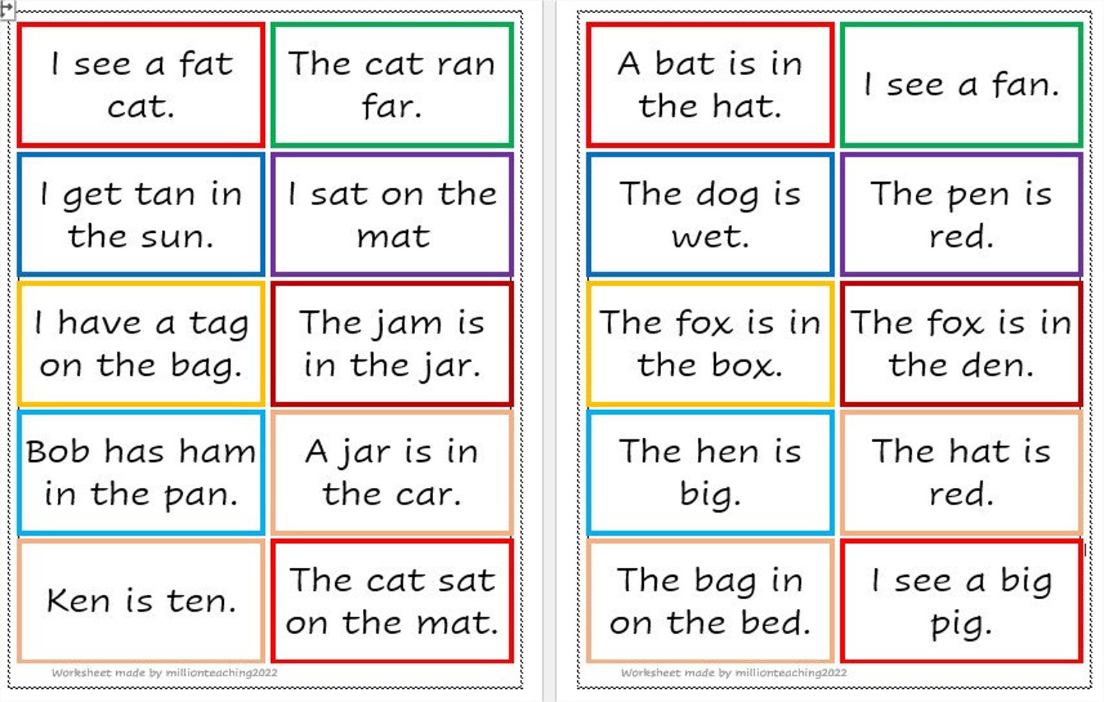 Sight Words Kindergarten Flash Cards, CVC Words Colorful and Large ...