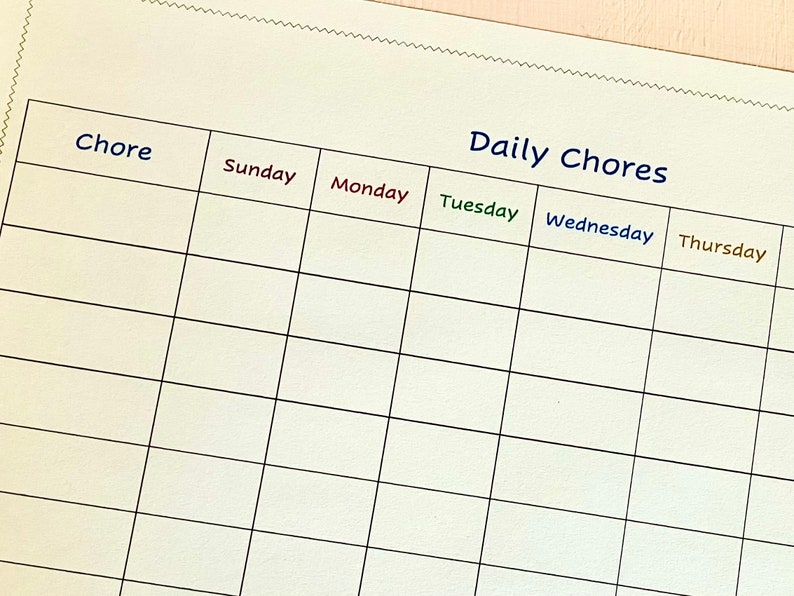 Printable Daily Chores, Color, Printable, Chores, Planner - Etsy