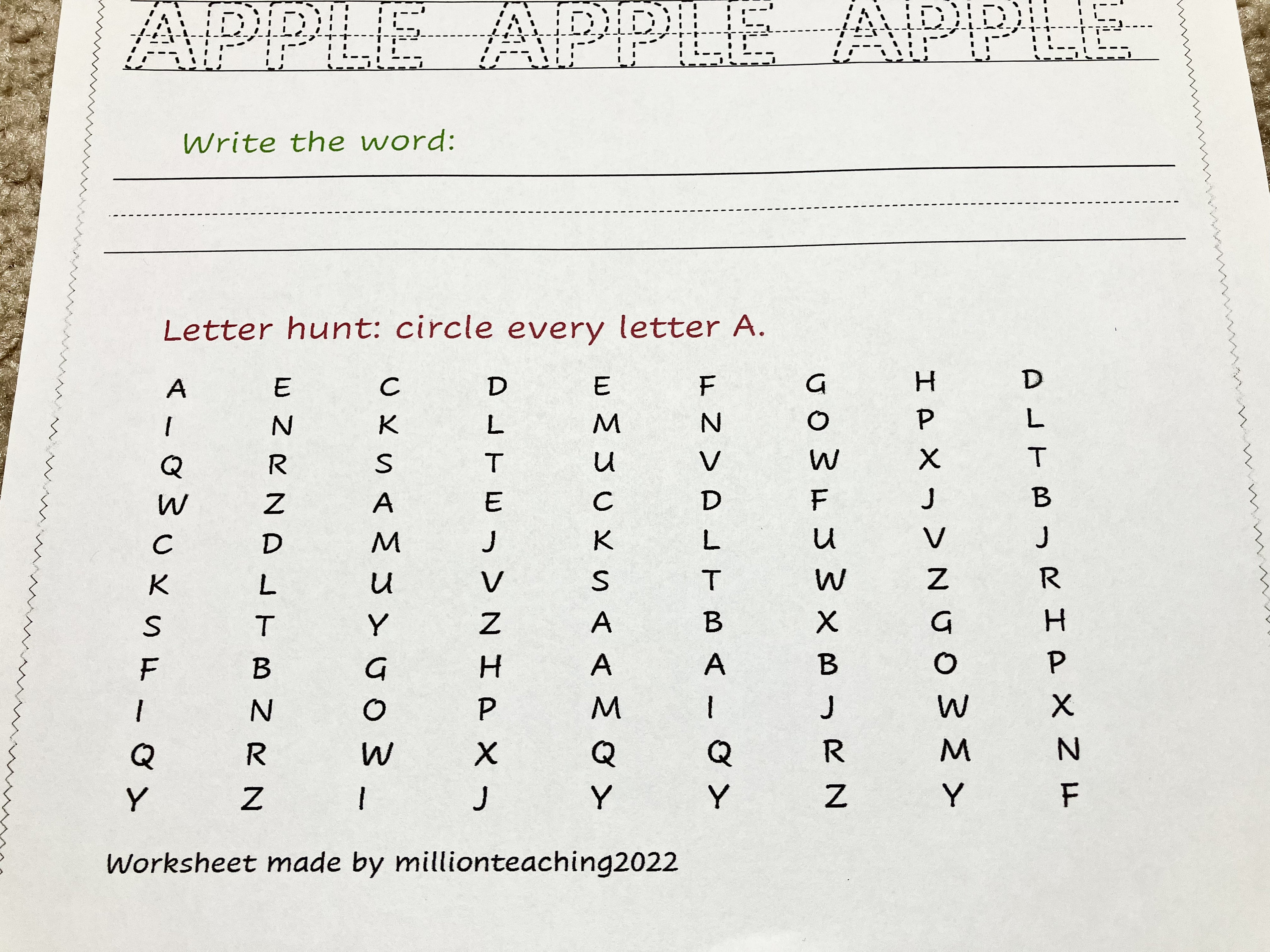 Kindergarten Alphabet Uppercase Letters, Kindergarten Printable ...