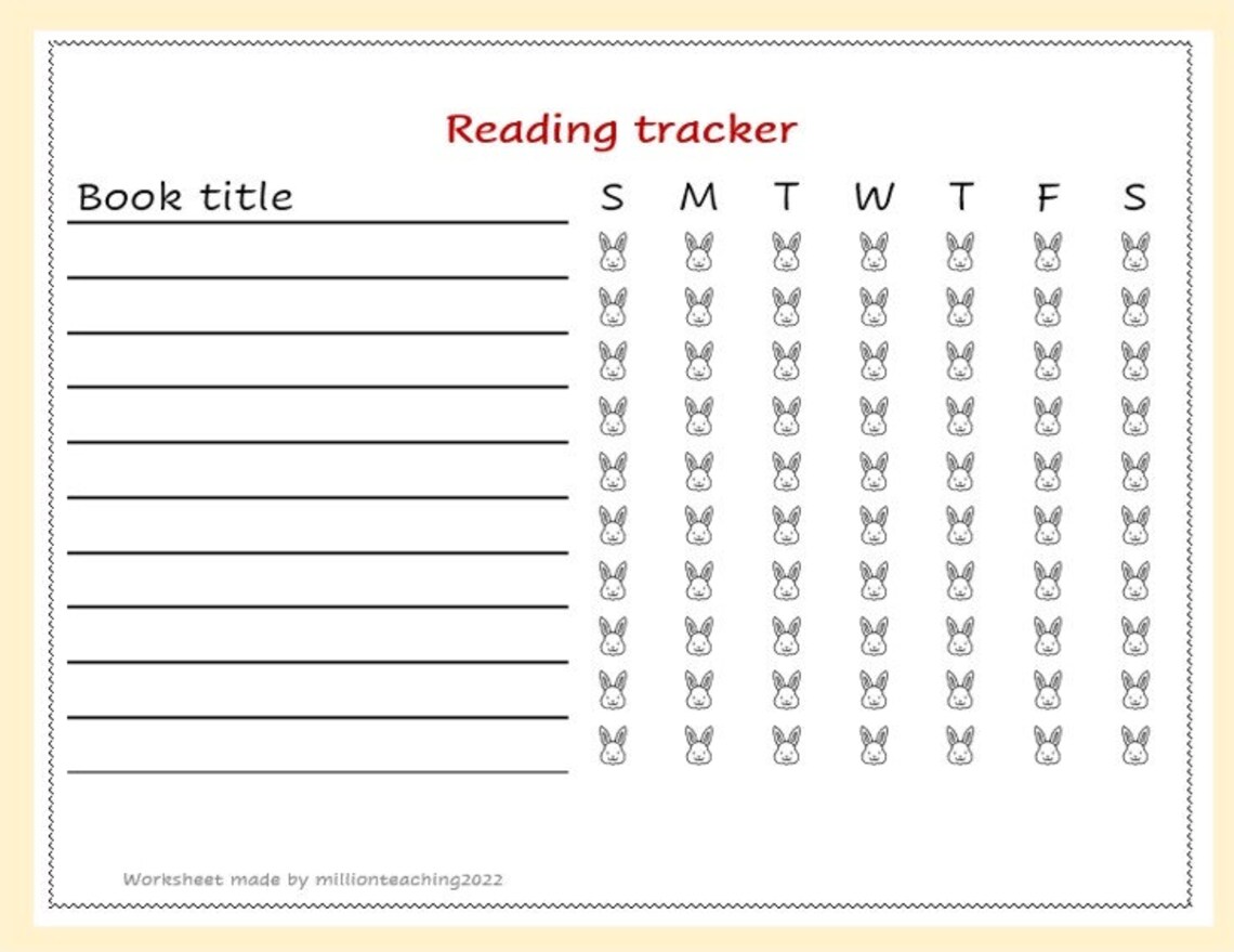 Reading Tracker, Printable, Worksheet Reading , Weekly Reading Tracker ...