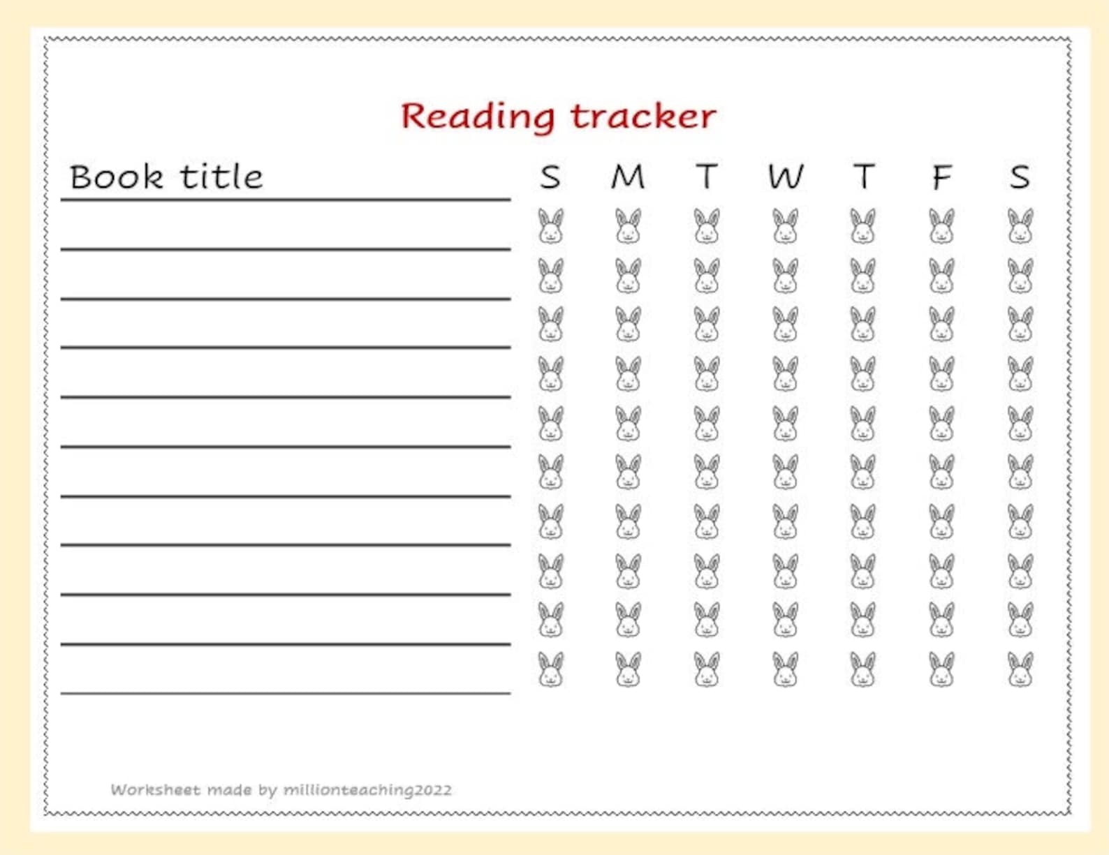 Reading Tracker, Printable, Worksheet Reading , Weekly Reading Tracker ...