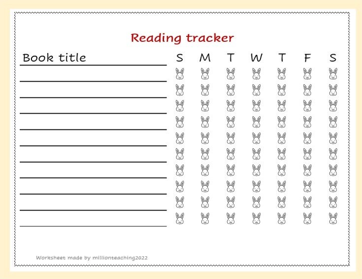 Reading Tracker, Printable, Worksheet Reading , Weekly Reading Tracker ...