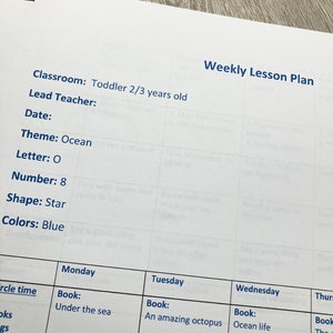 Daycare Lesson Plan, Ocean Lesson Plan, Printable Lesson Plan, Toddler ...