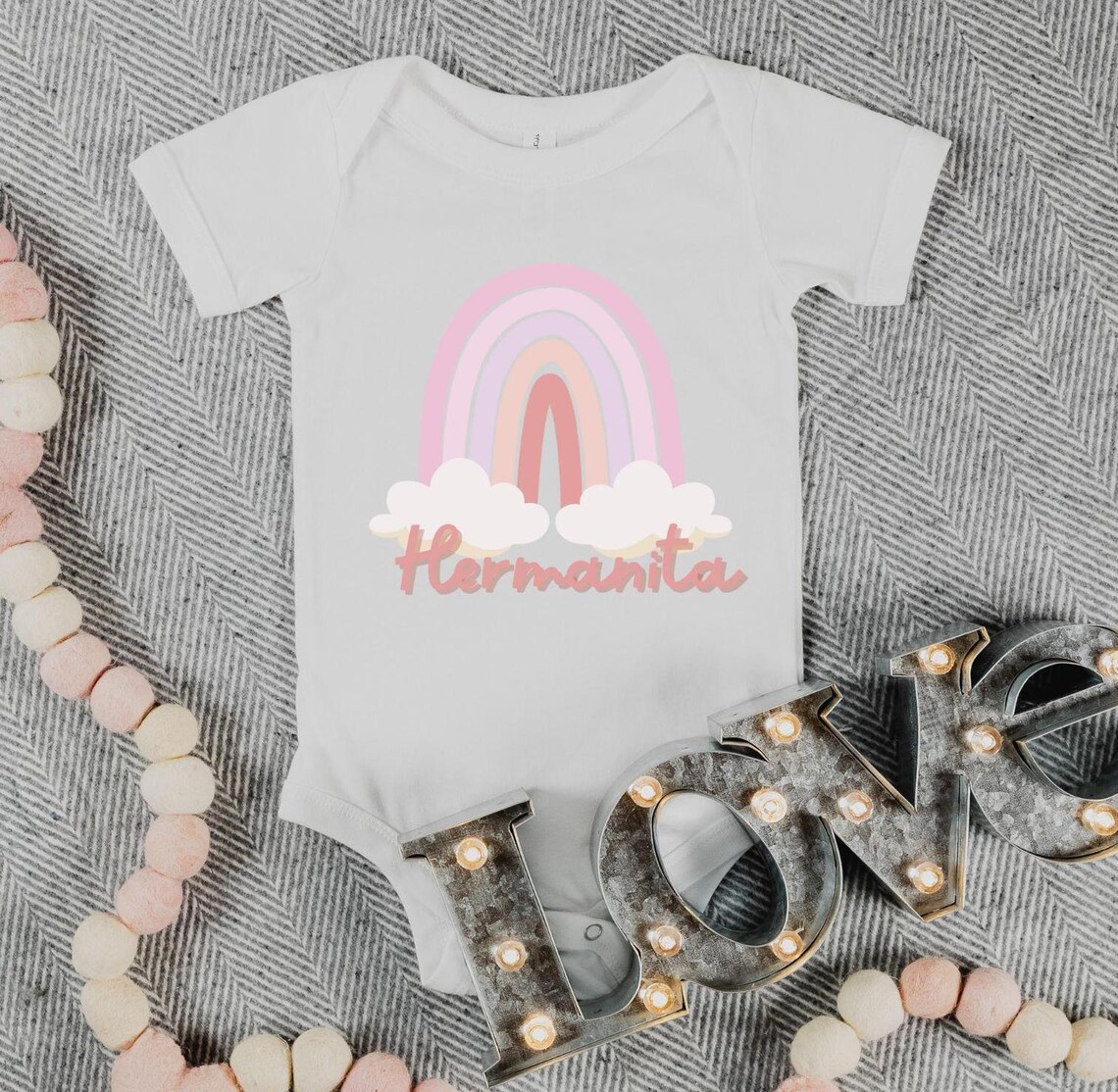 Hermana Mayor & Hermanita Pink Pastel Rainbow Matching Sister Shirts ...