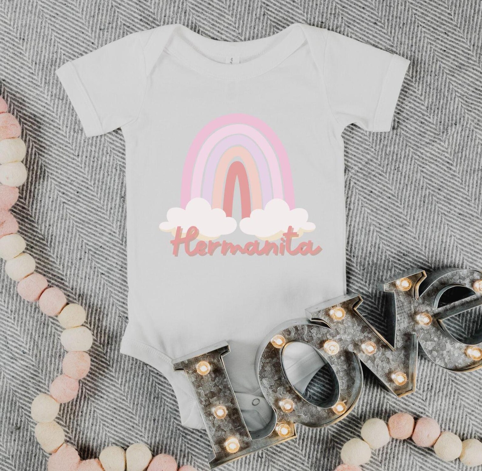 Hermana Mayor & Hermanita Pink Pastel Rainbow Matching Sister Shirts ...