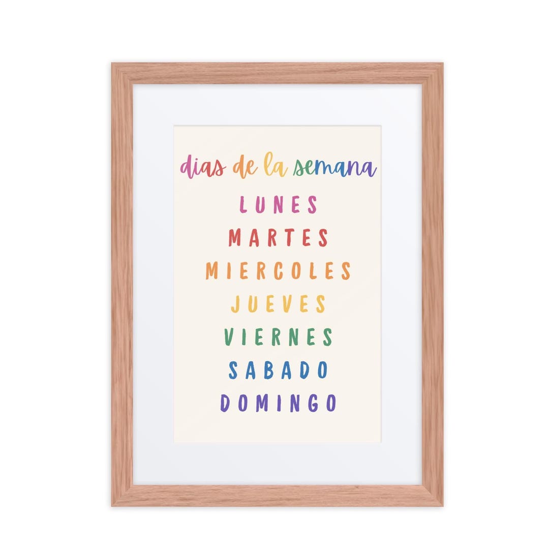 Dias De La Semana Digital Print, Days of the Week Spanish Rainbow ...