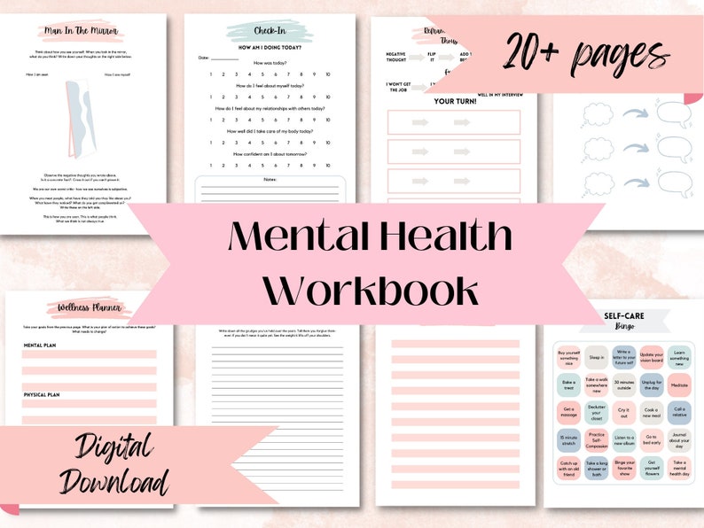 Mental Health Workbook Printable Self Care Digital Download Etsy