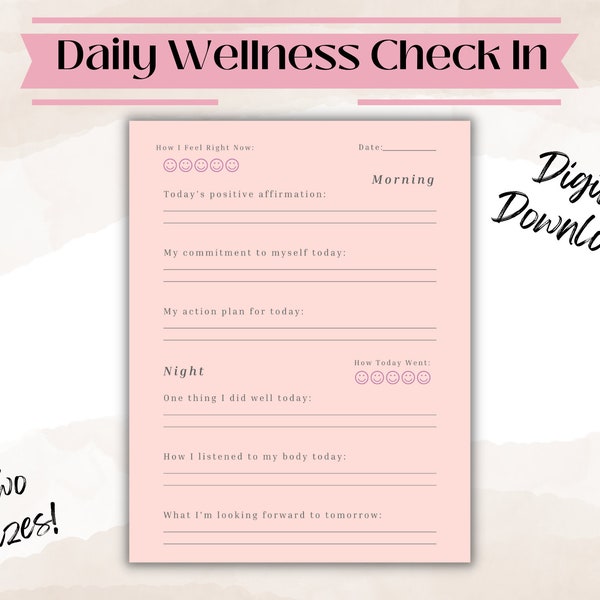 Mental Health Check in Worksheet - Etsy