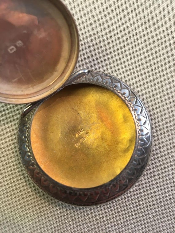 Antique silver miniature powder compact c.1917 - Gem