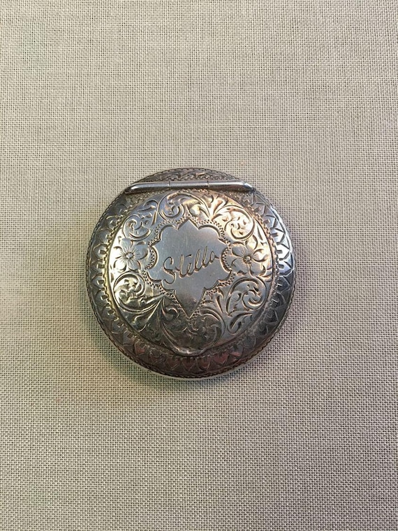 Antique silver miniature powder compact c.1917 - Gem