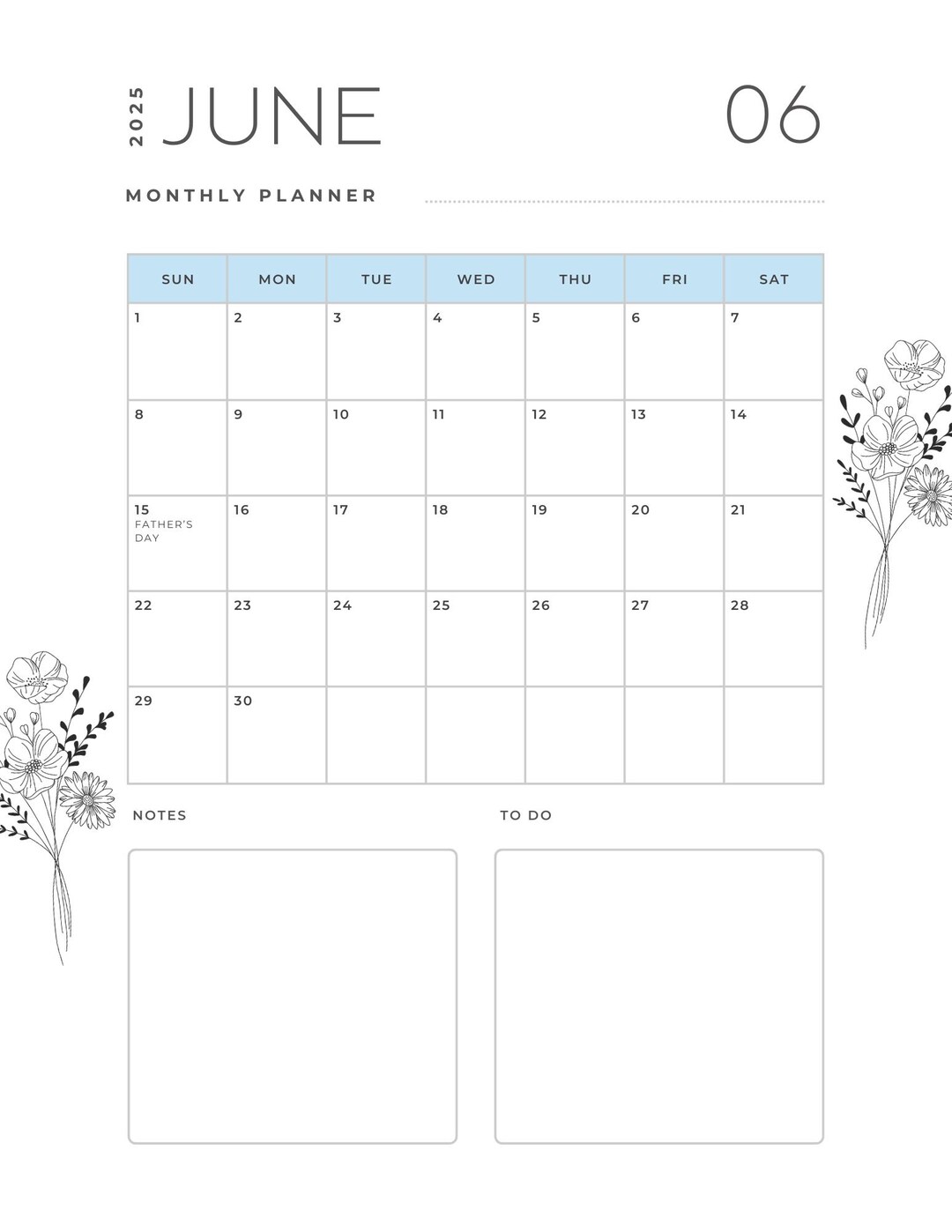 2025 June Digital Calendar With Holidays / June Calendar Print Out ...